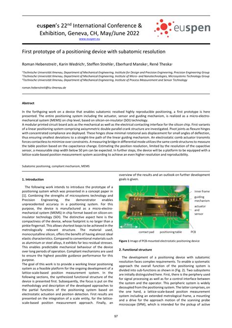 Pdf First Prototype Of A Positioning Device With Subatomic Resolution