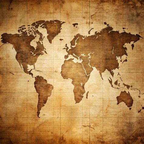 Vintage World Map Sepia Tones Premium Ai Generated Image
