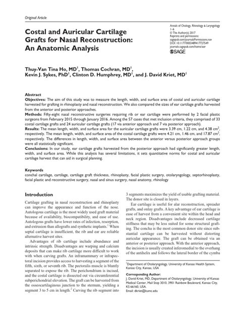 Costal And Auricular Cartilage Grafts For Nasal Reconstruction Pdf