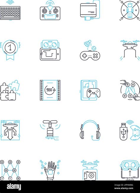 Augmented Reality Linear Icons Set Hologram Virtual Overlay