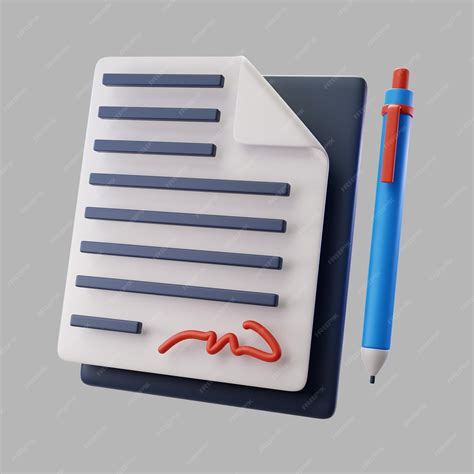 Premium Psd 3d Contract With Pen And Signature