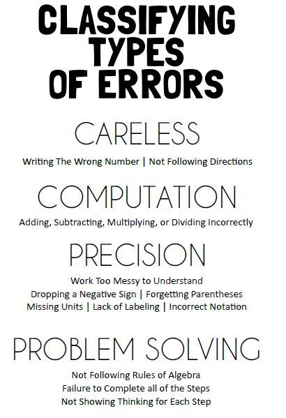 types of errors interactive notebook page math love