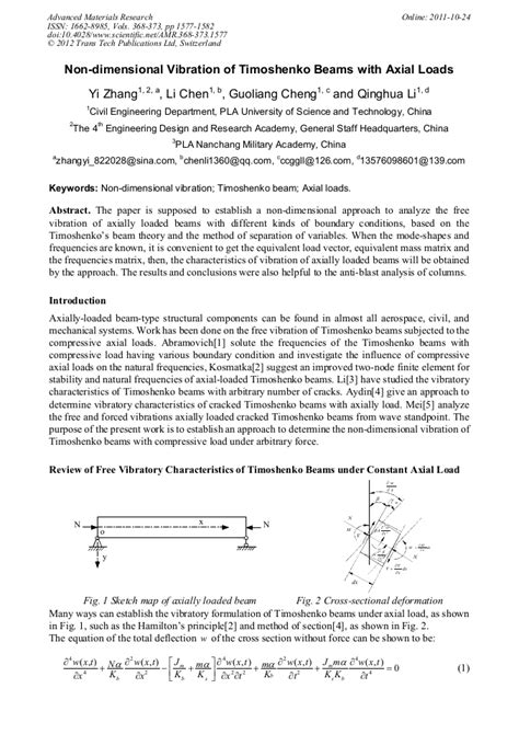 Non Dimensional Vibration Of Timoshenko Beams With Axial Loads