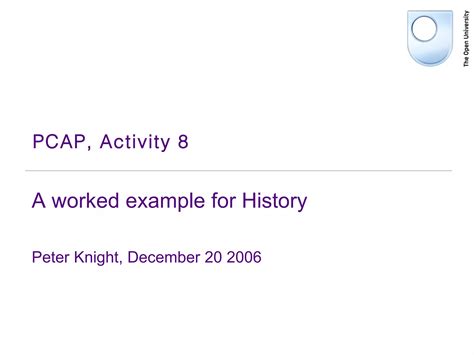 Pcap Activity 8 A Worked Example For History Ppt