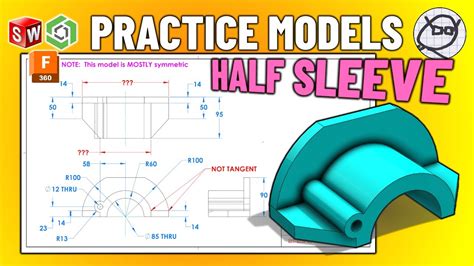 3dcad Solidworks Onshape Fusion360 Practice Drawing 21 03 07b Half