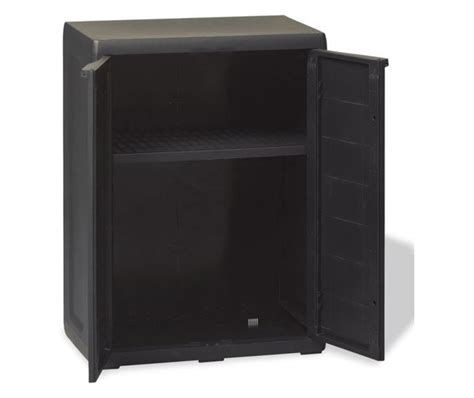 Градински шкаф за съхранение с 1 рафт черен Vivre
