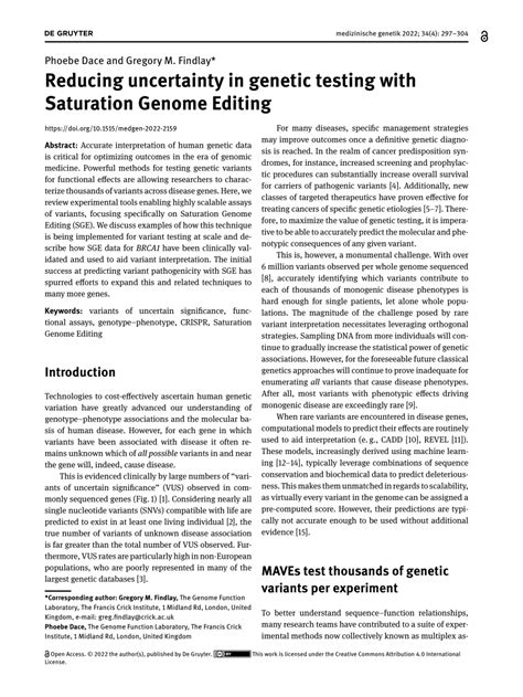 Pdf Reducing Uncertainty In Genetic Testing With Saturation Genome