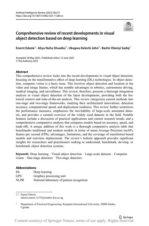 Pdf Comprehensive Review Of Recent Developments In Visual Object