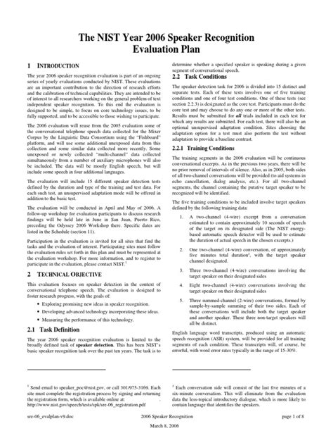Pdf Nist Sre 2006 Plan De Evaluacion Dokumentips