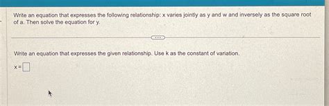 solved write an equation that expresses the following