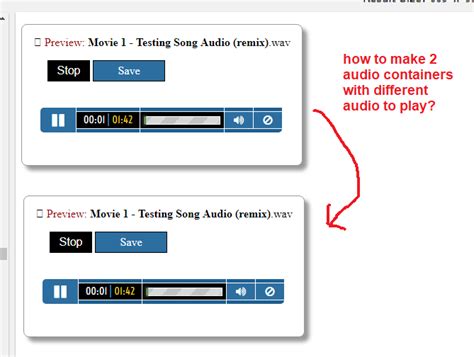 how to make multiple audio container play different audio the