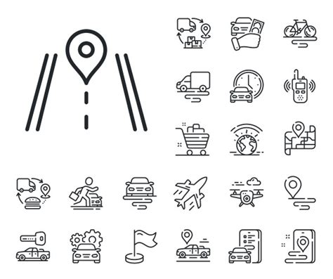 Map Line Icon Road Trip Sign Plane Supply Chain Vector Image