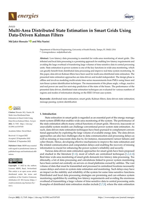Pdf Multi Area Distributed State Estimation In Smart Grids Using Data