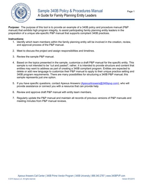 Sample 340b Policy And Procedures Manual
