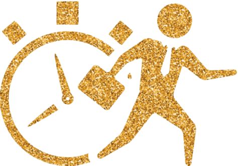 Gold Glitter Icon Businessman Clock Efficiency Workflow Timer Vector