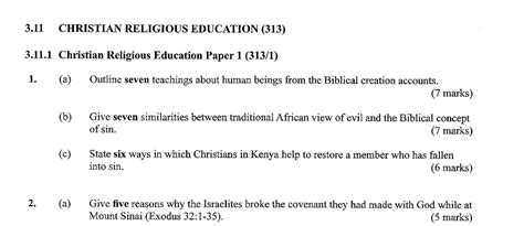 Kcse Cre Paper 1 2018 With Marking Scheme Answers