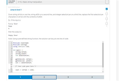 Solved Jump To Level 1 Given String Strval On One Line