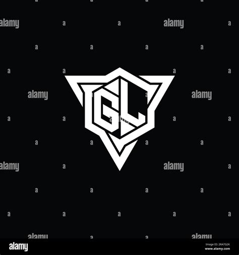Gl Letter Logo Monogram Hexagon Shape With Triangle Outline Sharp Slice Style Design Template