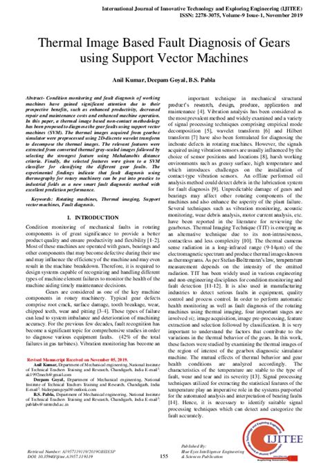 Pdf Thermal Image Based Fault Diagnosis Of Gears Using Support Vector