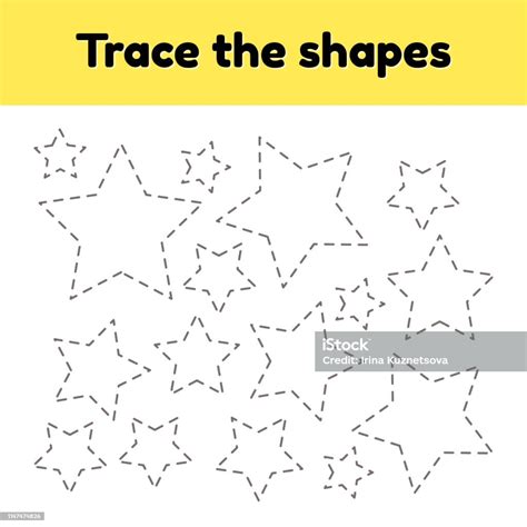 어린이 유치원 유치원 및 학교 연령에 대 한 교육 추적 워크 시트 기하학적 모양을 추적 합니다 파선 스타 0명에 대한 스톡 벡터 아트 및 기타 이미지 Istock