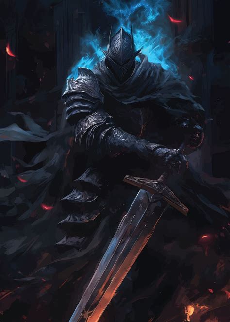Black Knight Fantasy Poster Picture Metal Print Paint By Sofian