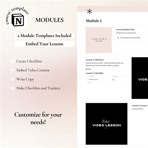 Notion Course Template Blush Edition Course Creator Digital Course