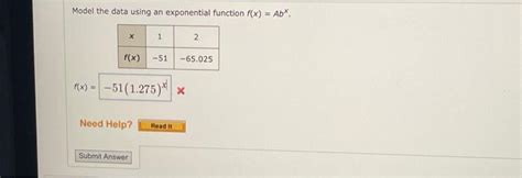 Solved Model The Data Using An Exponential Function Chegg