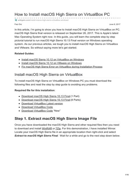 How To Install Macos High Sierra On Virtualbox Pc Pdf Computing