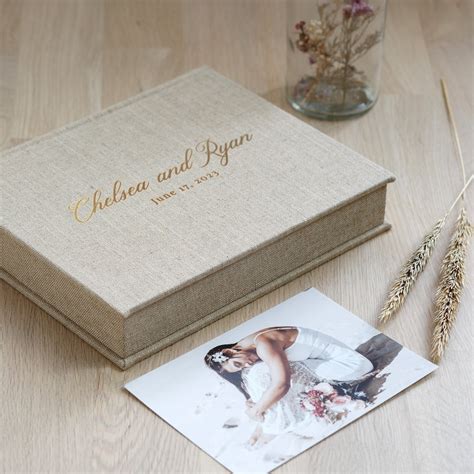 Wedding Keepsake Box Personalized Linen Memory Box Hand Made Photo