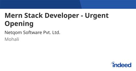 Preetjot Kaur On Linkedin Mern Stack Developer Urgent Opening Mohali Punjab