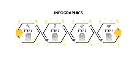 육각형 최소 선과 4단계 또는 옵션이 있는 인포그래픽 프레젠테이션 프로세스 다이어그램 워크플로 및 배너에 적합 프리미엄 벡터