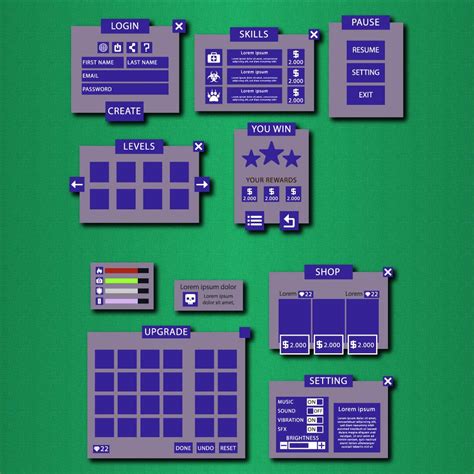 Flat Design UI Pack GameDev Market