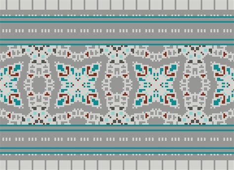 Pixel Cross Stitch Pattern With Floral Designs Traditional Cross