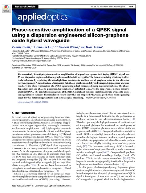 Phase Sensitive Amplification Of A Qpsk Signal Using A Dispersion