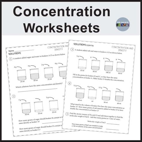 Chemistry Concentration Solution Worksheets Made By Teachers