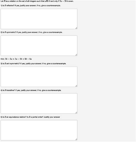 Solved Let R Be A Relation On The Set Of All Integers Such That Arb If And Only If 3a 5b Is