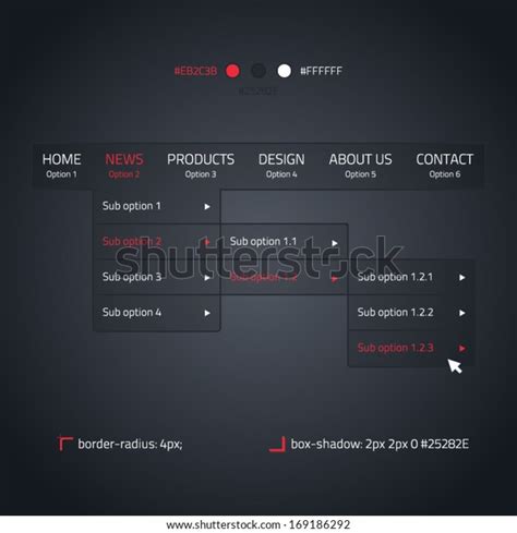 Horizontal Dropdown Menu Transparent Website Element 库存矢量图免版税 Shutterstock