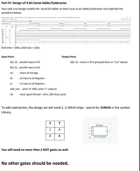 part iv design of 4 bit serial adder subtractor your