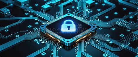 Protecting Data And Maintaining Privacy With Security Concept Padlock On Computer Circuit