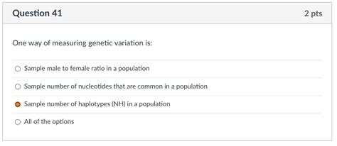 Solved One Way Of Measuring Genetic Variation Is Sample