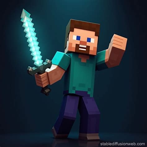 Minecraft Steve With Sword Mojang Minecraft Steve Diamond Edition 6