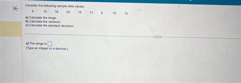 Solved Consider The Following Sample Data