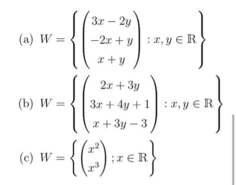 is the subset w a subspace of r n solve a b and c
