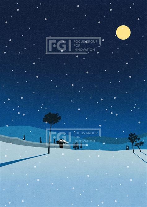 Spai176 프리진 일러스트 풍경 겨울 겨울풍경 배경 심플 플랫 눈 눈꽃 산 하늘 식물 나무 따뜻한 추움 눈꽃나무 밤 야간 야경 건물