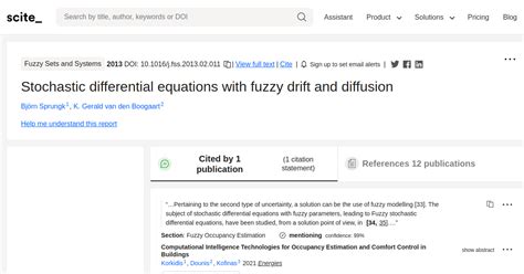 Citation Report Stochastic Differential Equations With Fuzzy Drift