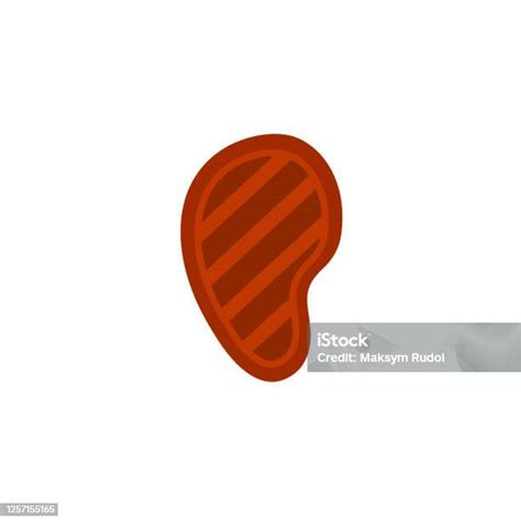 고기 플랫 스테이크 아이콘 흰색 배경에 고립 된 벡터 일러스트 고기에 대한 스톡 벡터 아트 및 기타 이미지 고기 구이 굽기 Istock