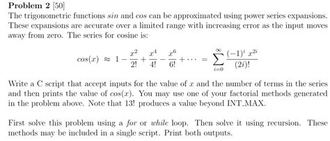 Solved Problem 2 50 The Trigonometric Functions Sin And Cos Can Be