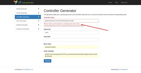 Php Controller Not Generate To Modules Directory Yii2 Via Gii Stack