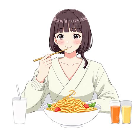Linda Chica De Anime Comiendo Pasta Png Dibujos Lindo Dibujos