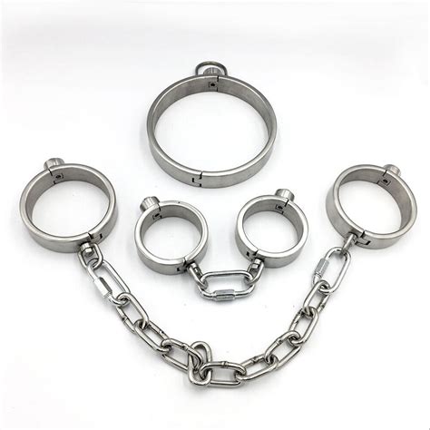 Heavy Duty Stainless Steel Bondage Handcuffs Ankle Cuffs Slave Neck Collar BDSM | eBay